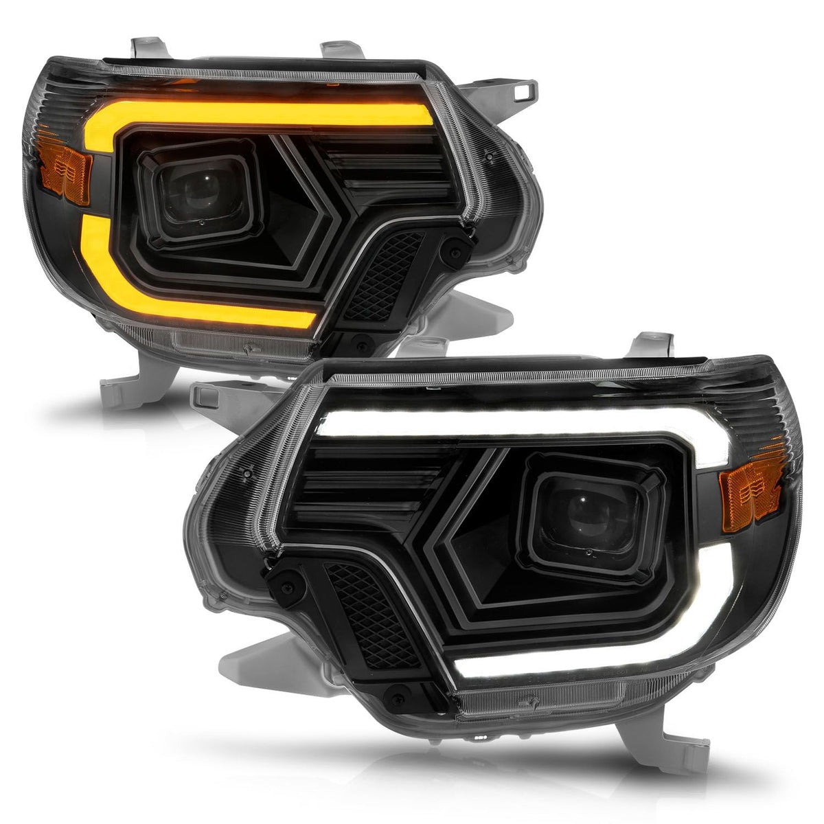 Anzo Projector LED Plank Style Switchback Headlights Black For Tacoma ...